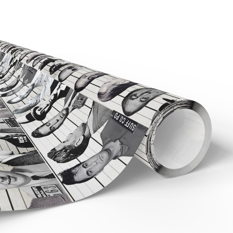 Mafia Mobster Mugshot Wrapping Paper, Vintage Mob Mafia Decor, Mob Boss ...
