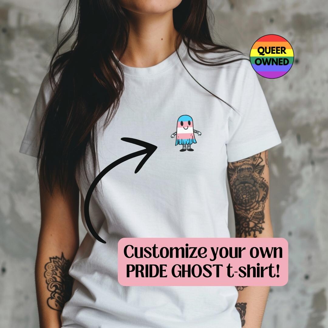 Custom Pride Flag Shirt, Cute Ghost Tee, Queer Clothing, Gay Lesbian ...