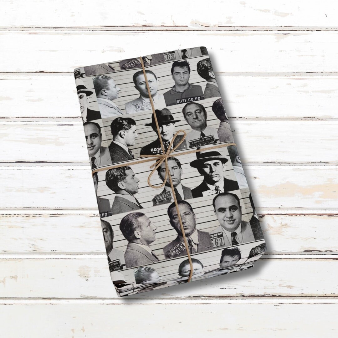 Mafia Mobster Mugshot Wrapping Paper, Vintage Mob Mafia Decor, Mob Boss ...