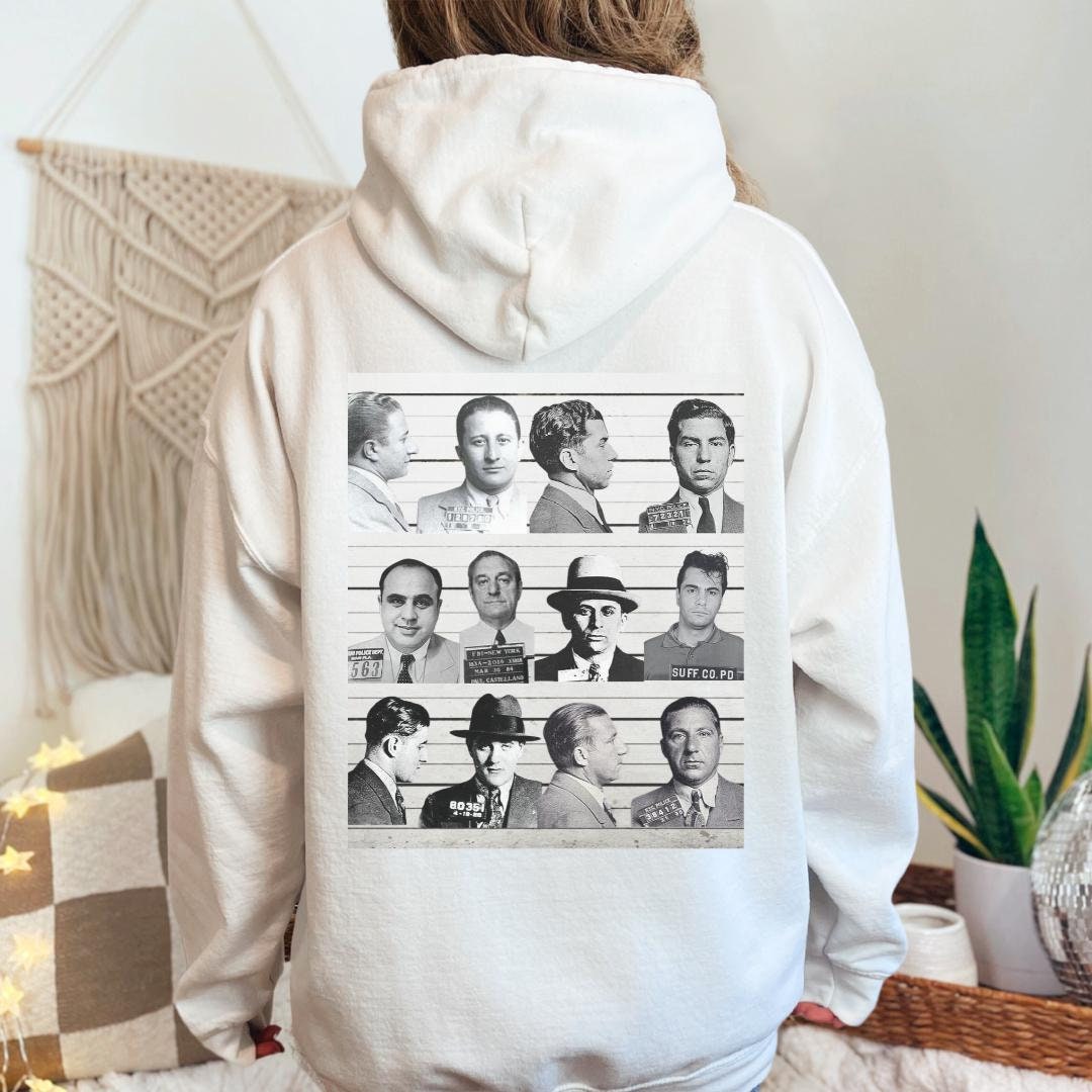Vintage Mafia Mugshots Hoodie, Retro Mobster Photo Sweatshirt, Gangster ...