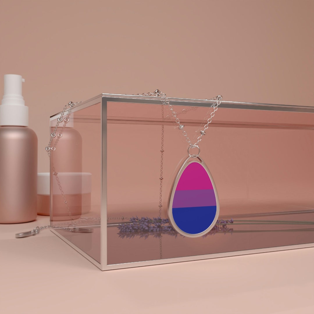 Bi Pride Necklace, Bisexual Pride Flag Necklace, LGBTQ Necklace, Gay ...