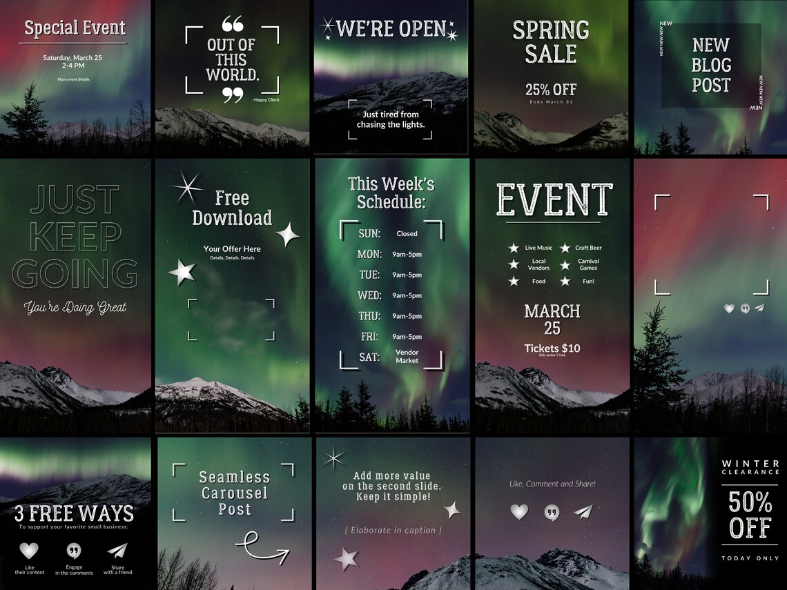 Aurora Social Media Templates for Canva - Etsy