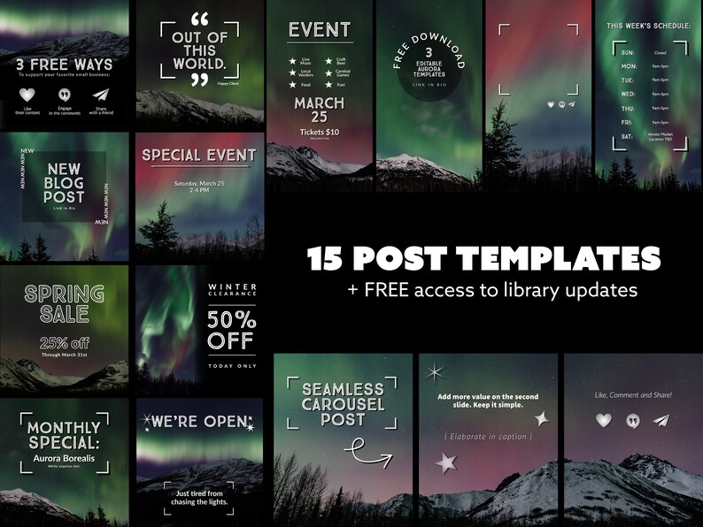 Aurora Social Media Templates for Adobe Express - Etsy