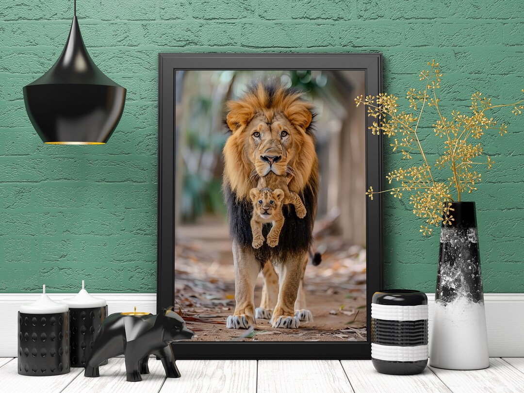 Father and Cub Lion Poster Print | Printable Wall Art | Instant ...
