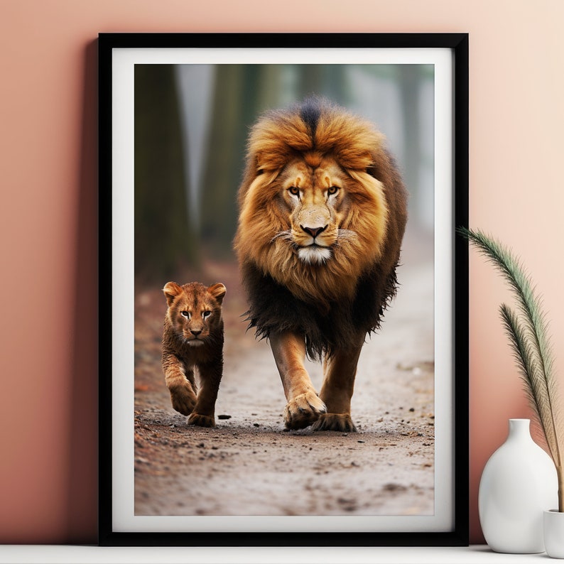 Father and Son Lion Art Print | Animal Wall Decor (digital Download) - Etsy