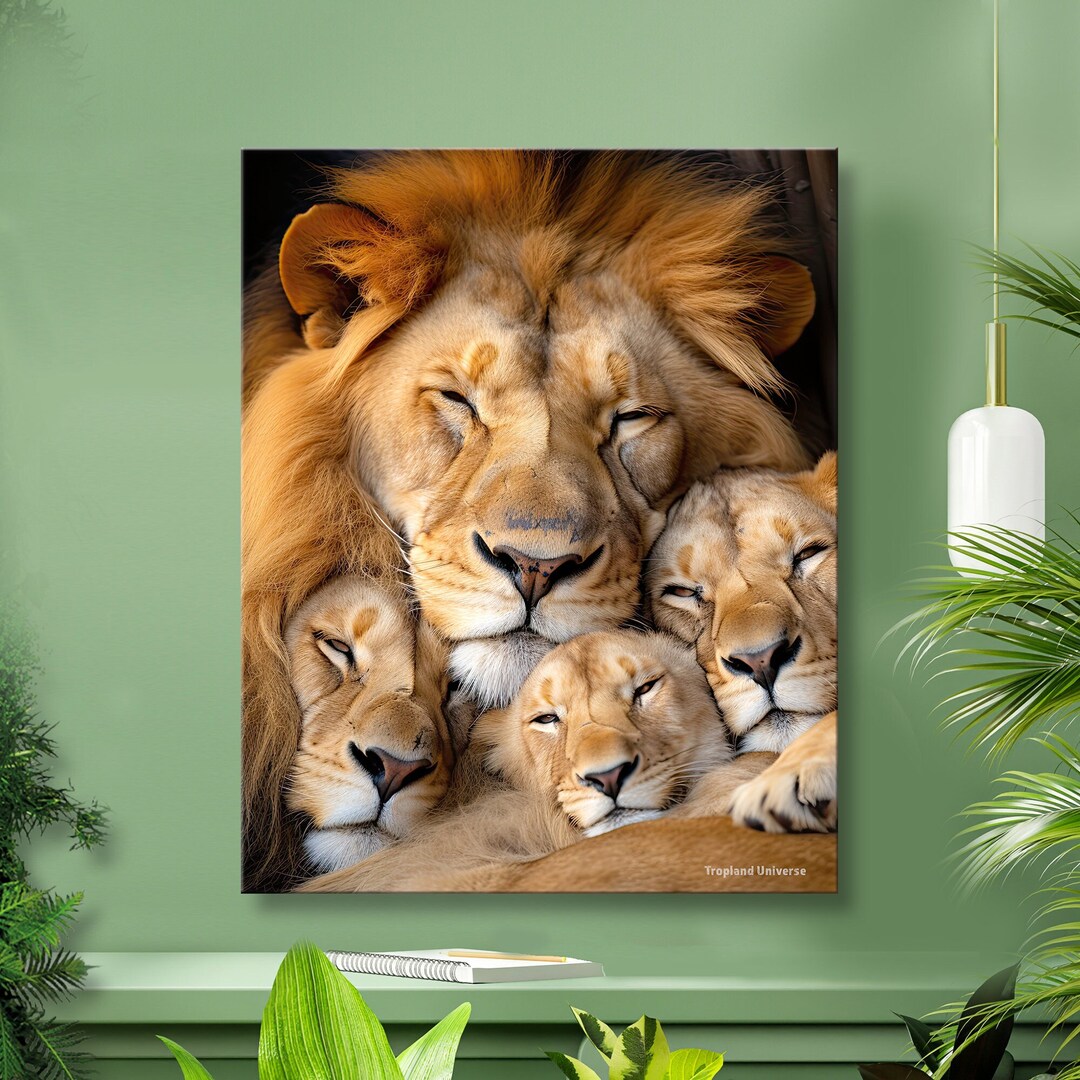 Lion Family: Museum-grade Poster | Living Room | Wall Decor Art | Lion ...