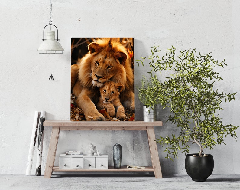 Lion and Cub Art Print | Wildlife Poster (digital Download) - Etsy