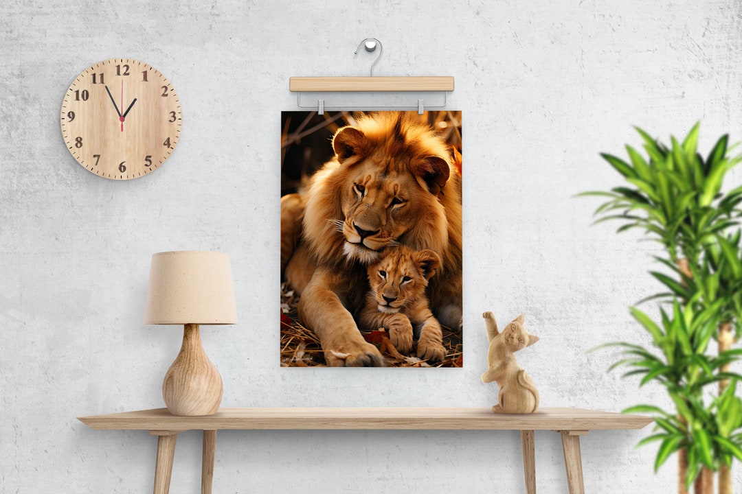 Lion and Cub Art Print | Wildlife Poster (digital Download) - Etsy