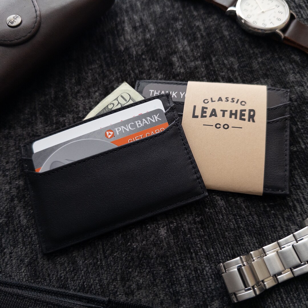 Simple Slim Full Grain Leather Wallet for Men Italian Full Grain Upper ...