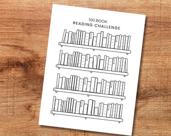 50 Book Reading Challenge Printable, Bookshelf Reading Tracker, Books ...