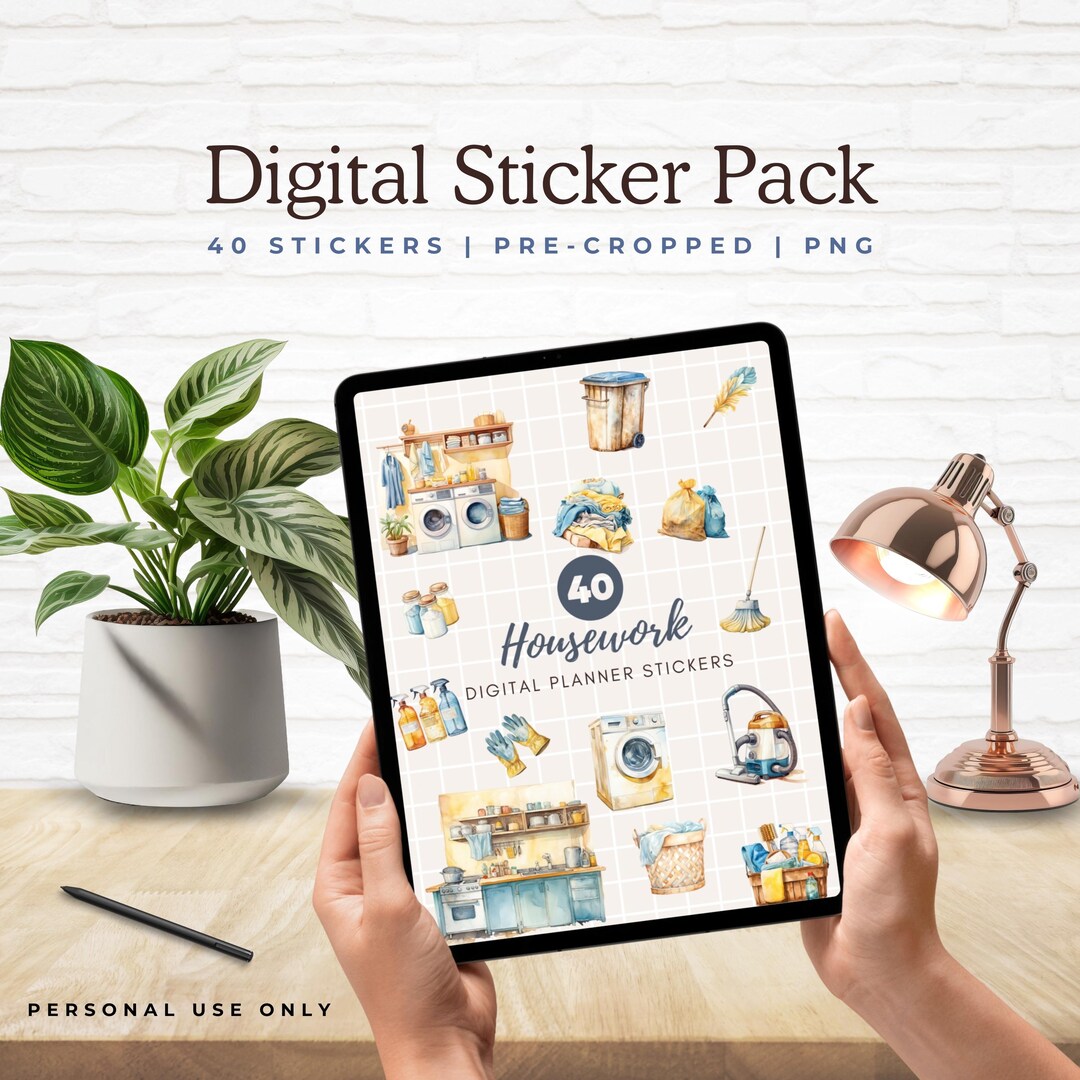 Cleaning Digital Sticker Pack, Cleaning Stickers PNG, Housework Digital ...