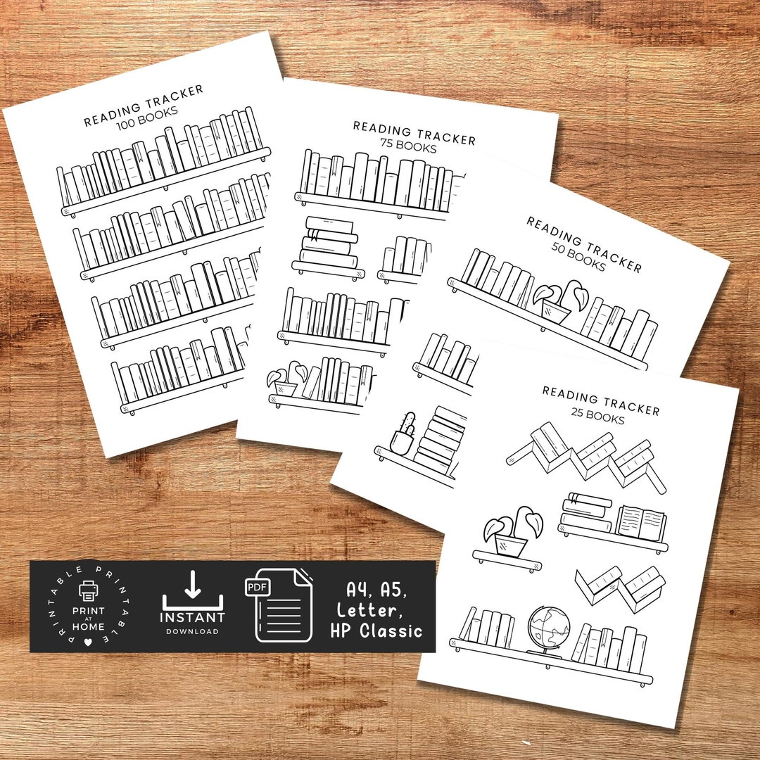 Reading Tracker Bundle, Bookshelf Printable Template, Reading Challenge ...