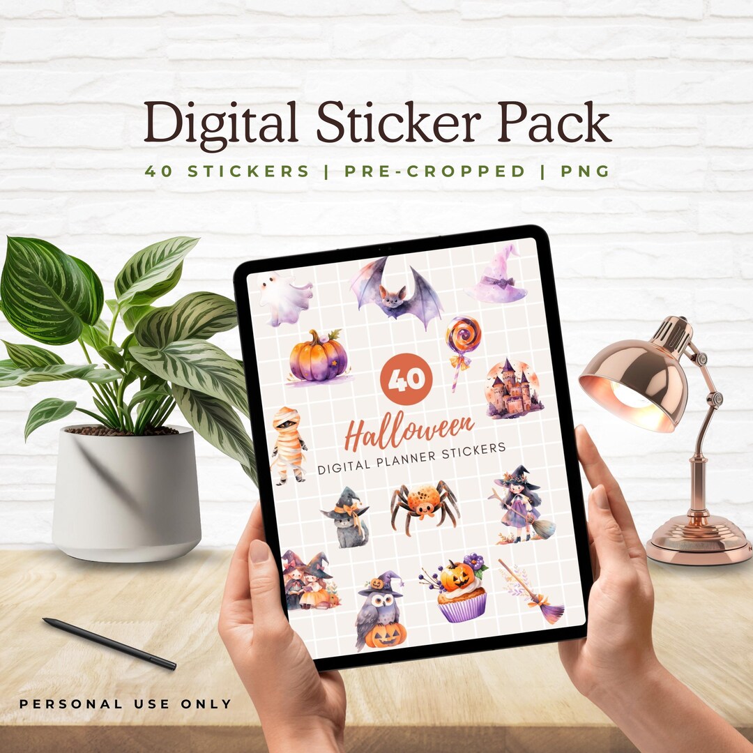 Halloween Digital Sticker Pack, Halloween Planner Stickers, Pre Cropped ...