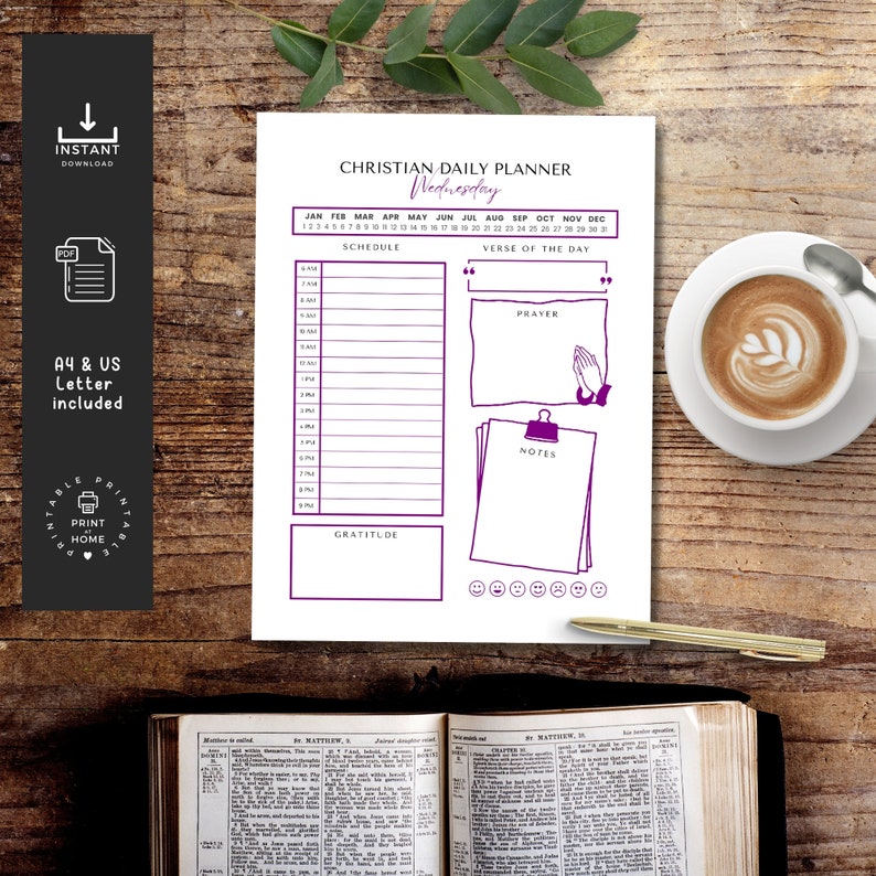 Christian Daily Planner Printable, Monday to Sunday, Catholic Planner ...