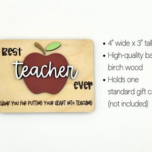 Apple Teacher Gift Card Holder, Teacher Appreciation Week Gift, End of ...