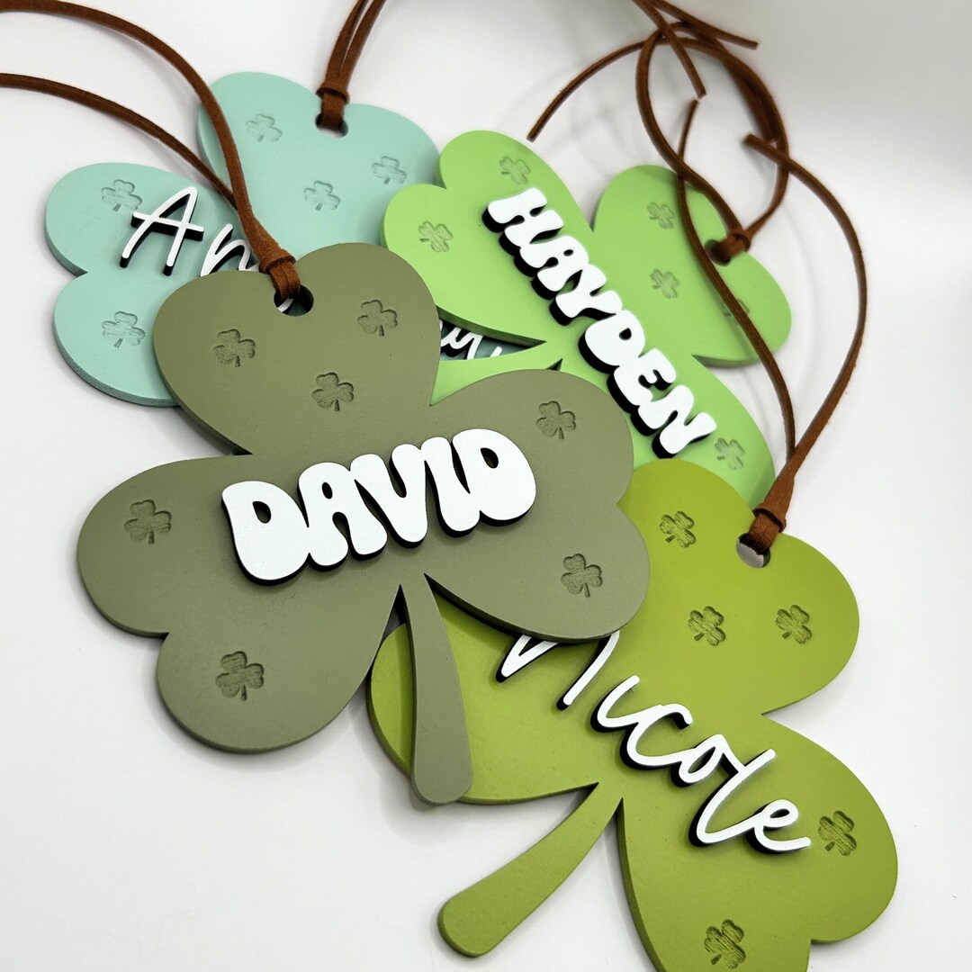 Personalized St Patrick Day Tags, Custom Shamrock Name Tags for St ...