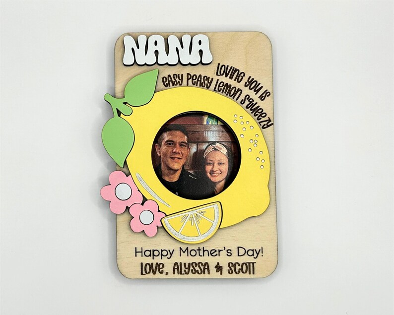 Personalized Photo Frame Magnet for Mothers Day, Lemon Photo Magnets ...