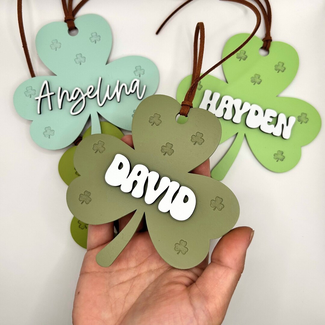 Personalized St Patrick Day Tags, Custom Shamrock Name Tags for St ...