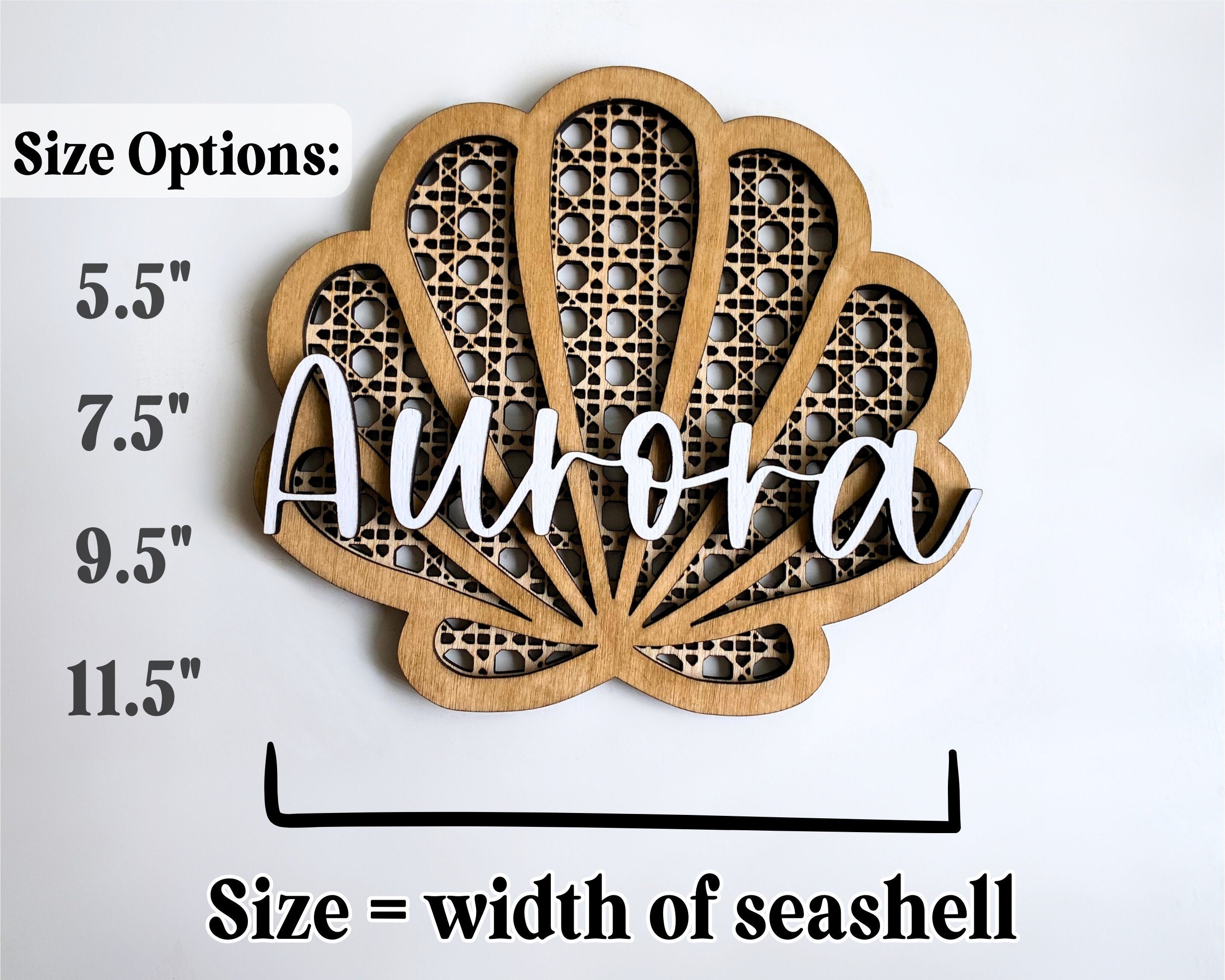 Rattan Seashell 3D Name Plaque, Personalized Baby Name Sign for Ocean ...