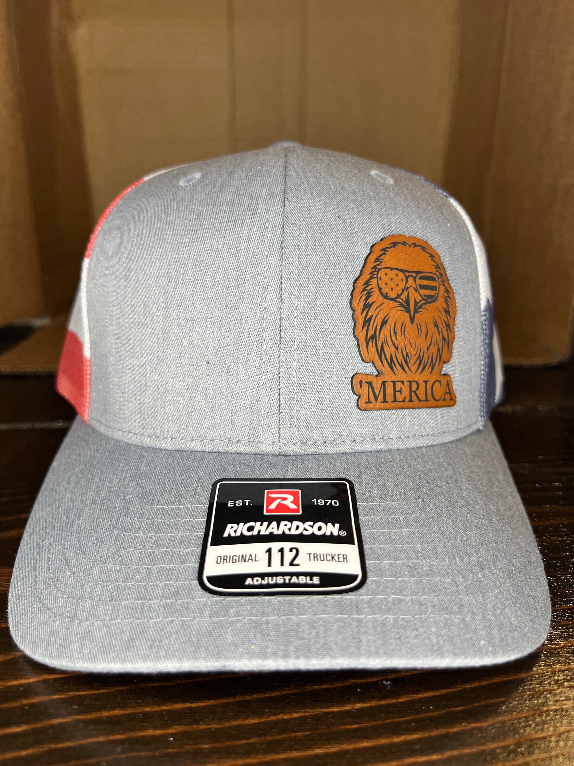 Bald Eagle Merica Trendy Hat Funny Hat Funny Hats for Men Custom Made Leather Patch USA Hat ...