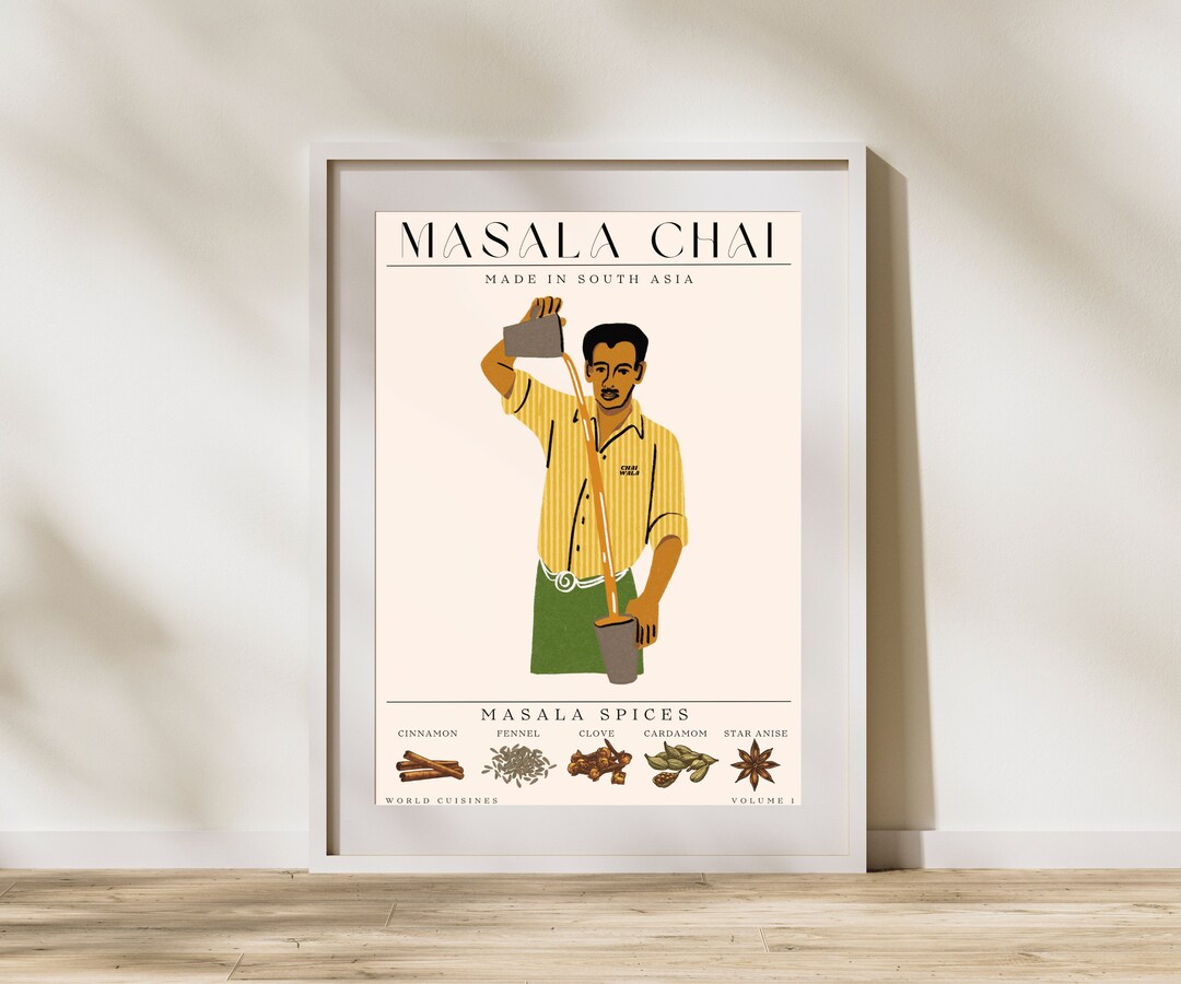 Masala Chai Poster, Modern Kitchen Decor, Gallery Wall Decor, Travel ...