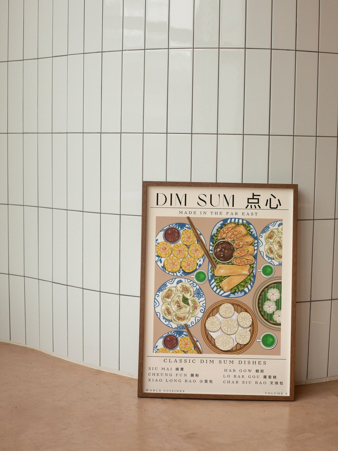Dim Sum Art Print, Dumpling Poster, Modern Kitchen Decor, Chinese Food ...