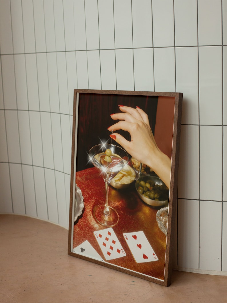 Martini Poker Poster Playing Cards Print Bar Cart Art - Etsy