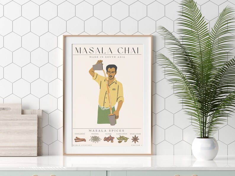Masala Chai Poster, Modern Kitchen Decor, Gallery Wall Decor, Travel ...