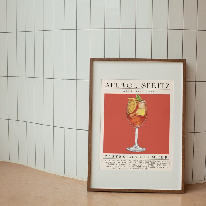 Aperol Spritz Poster, Vintage Cocktail Poster, Trendy Home Decor, Bar ...