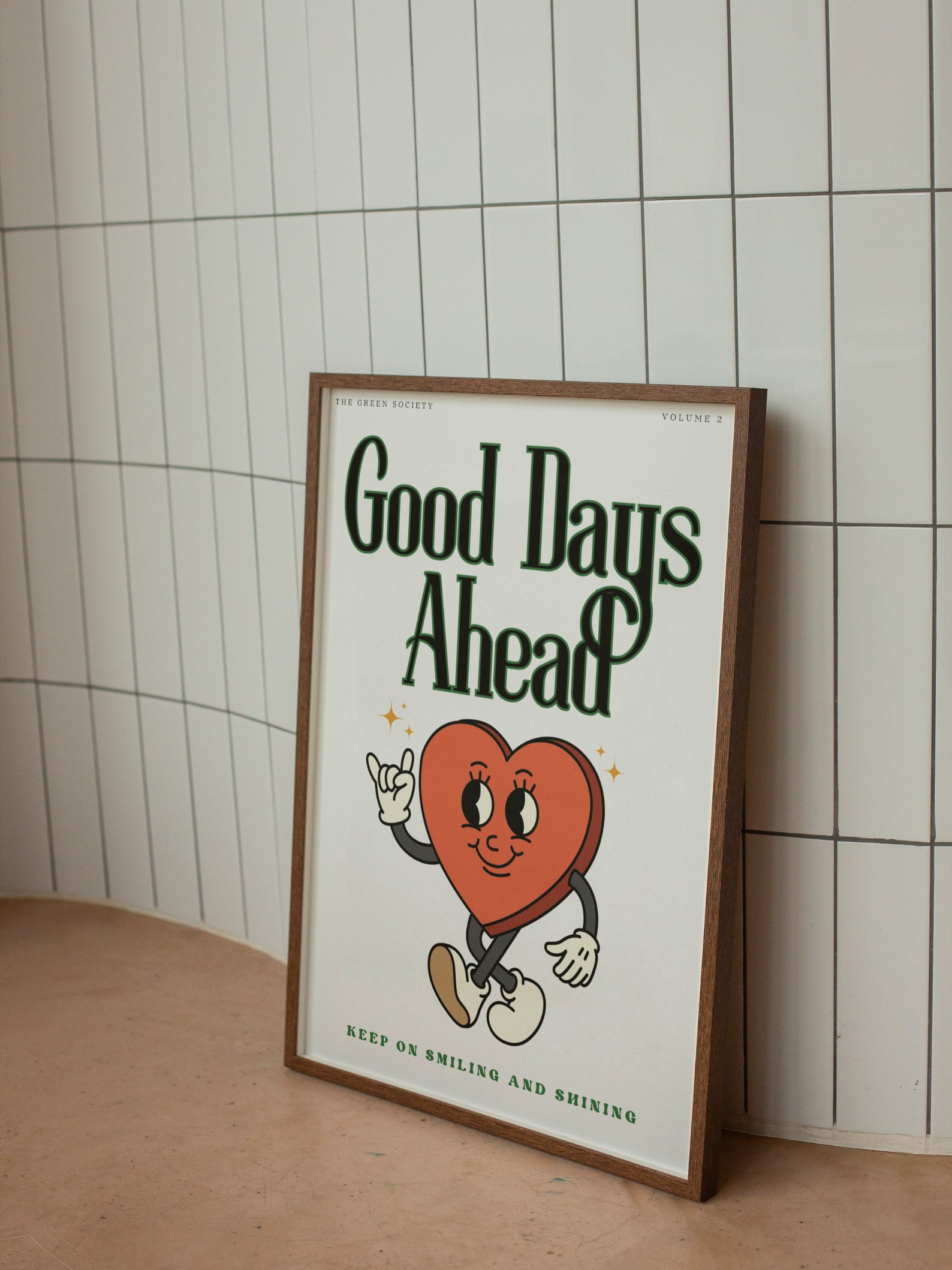 Retro Affirmation Poster, Retro Heart Character Print, Positive Quote ...