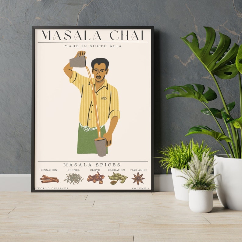 Masala Chai Poster, Modern Kitchen Decor, Gallery Wall Decor, Travel ...