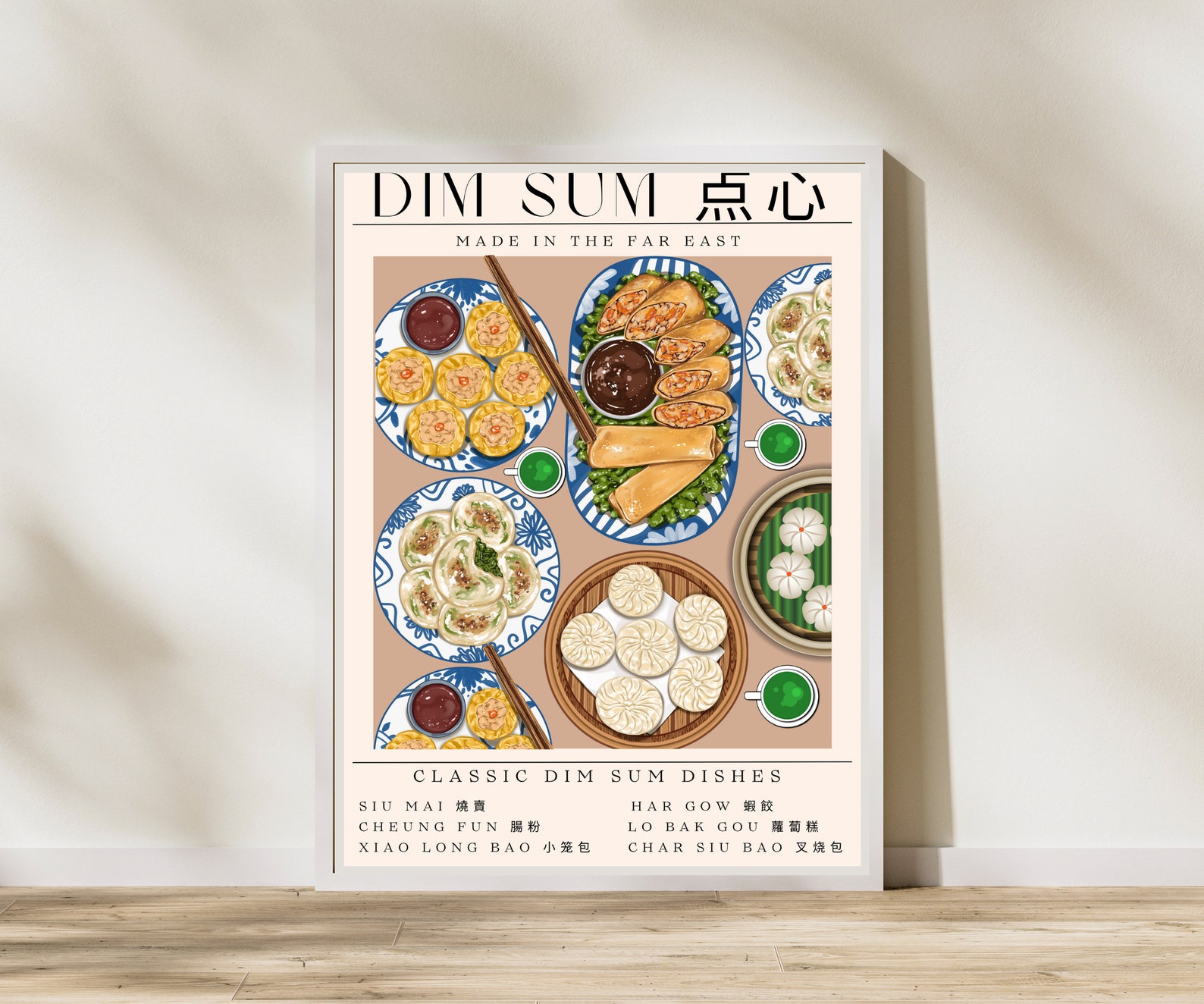 Dim Sum Art Print, Dumpling Poster, Modern Kitchen Decor, Chinese Food ...