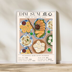 Dim Sum Art Print, Dumpling Poster, Modern Kitchen Decor, Chinese Food ...