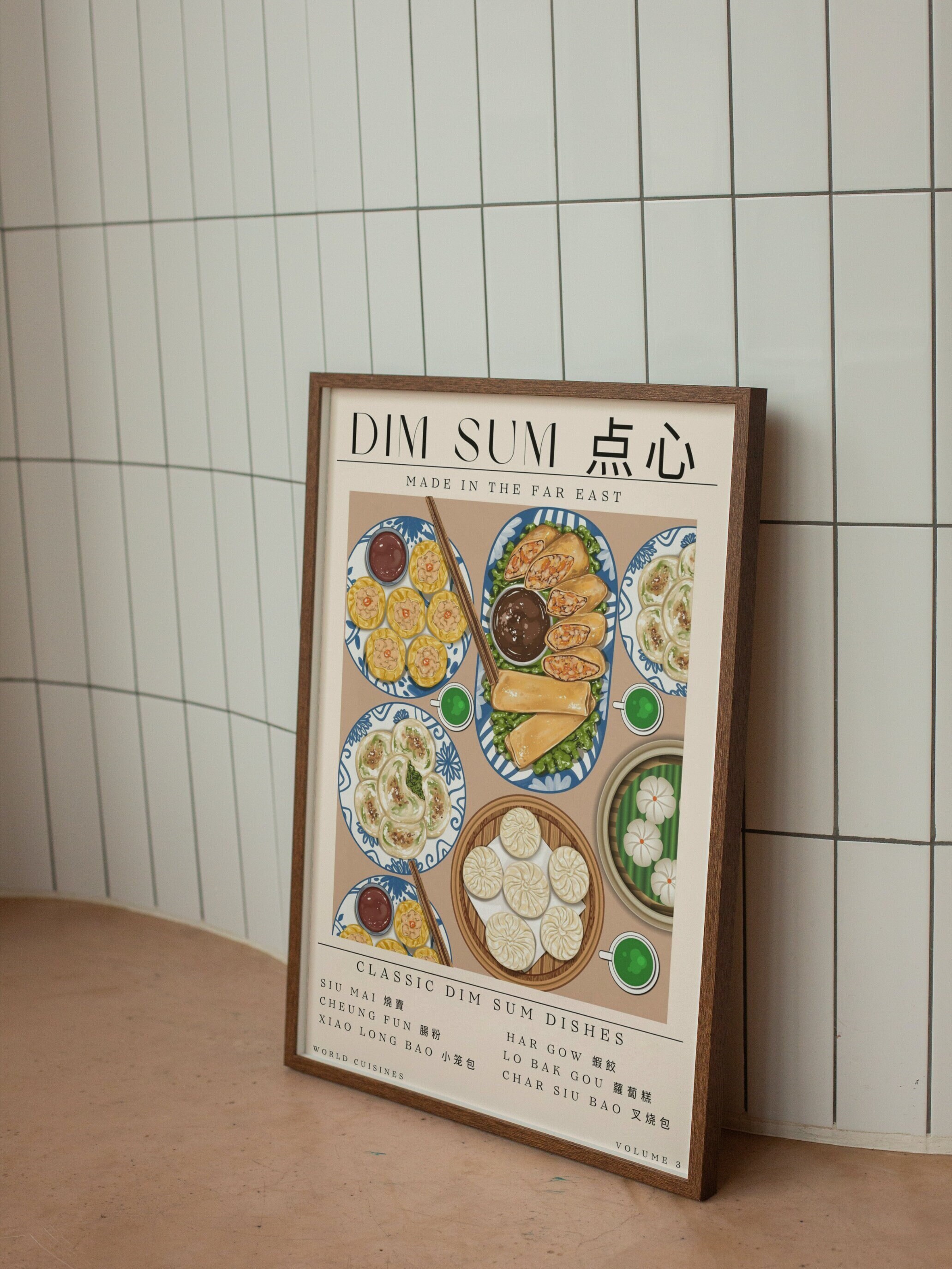 Dim Sum Art Print, Dumpling Poster, Modern Kitchen Decor, Chinese Food ...