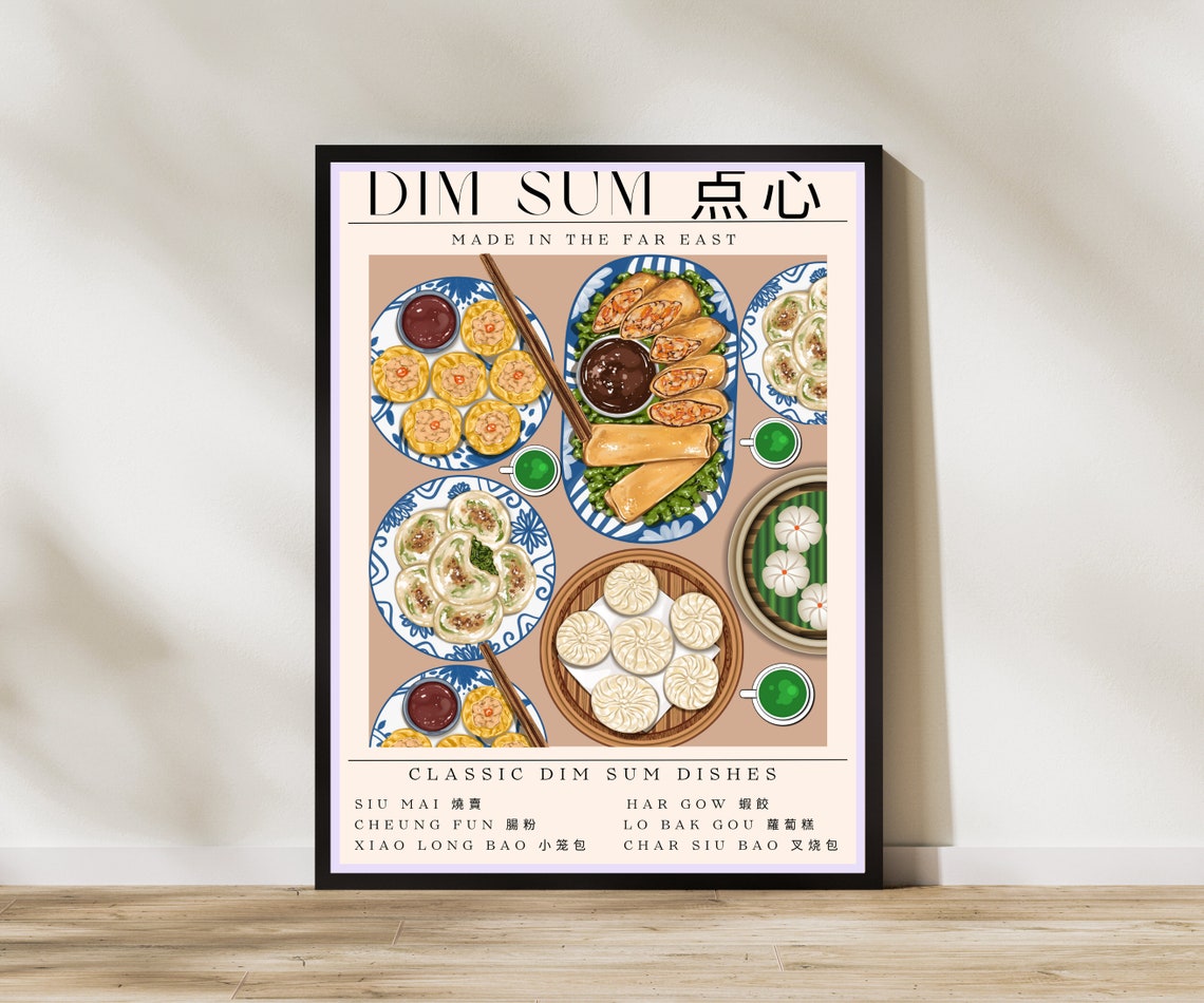 Dim Sum Art Print Dumpling Poster Modern Kitchen Decor - Etsy