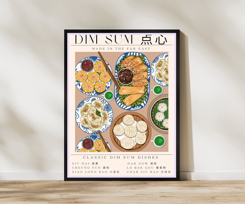 Dim Sum Art Print Dumpling Poster Modern Kitchen Decor - Etsy