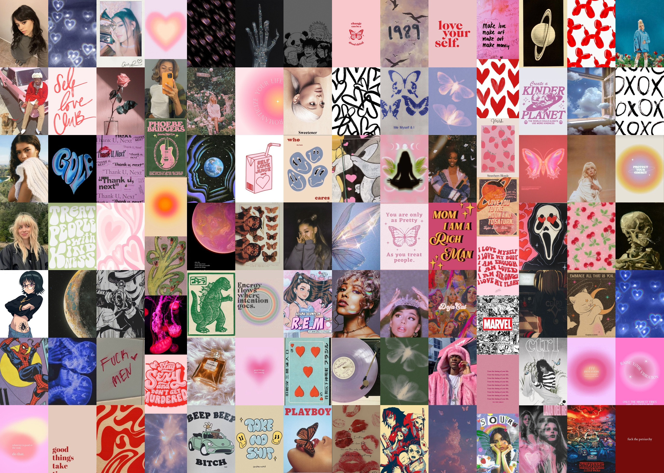 100 Pcs Gen Z Inspired Aesthetic Photo Collage Kit | Room Decor | Wall ...