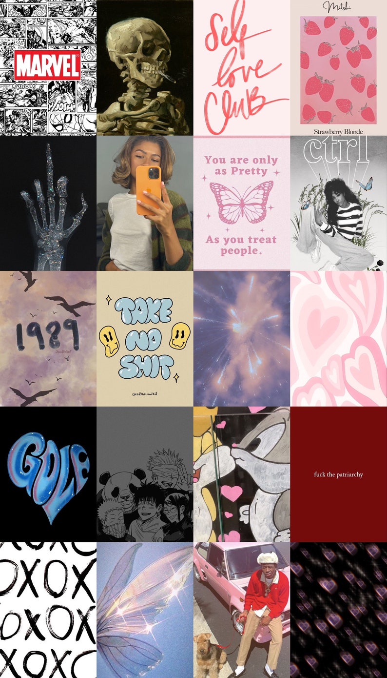 100 Pcs Gen Z Inspired Aesthetic Photo Collage Kit | Room Decor | Wall ...