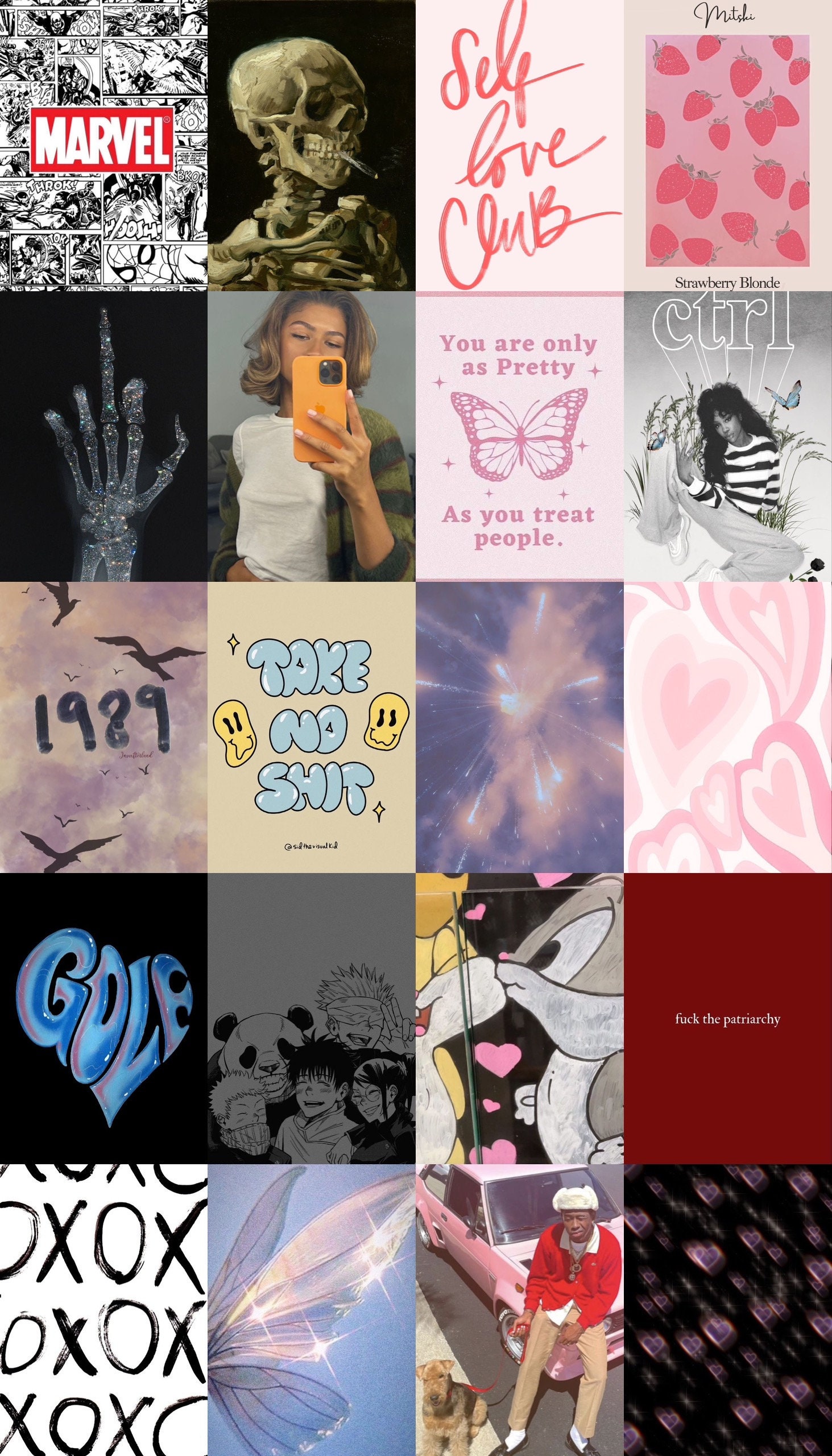 100 Pcs Gen Z Inspired Aesthetic Photo Collage Kit | Room Decor | Wall ...