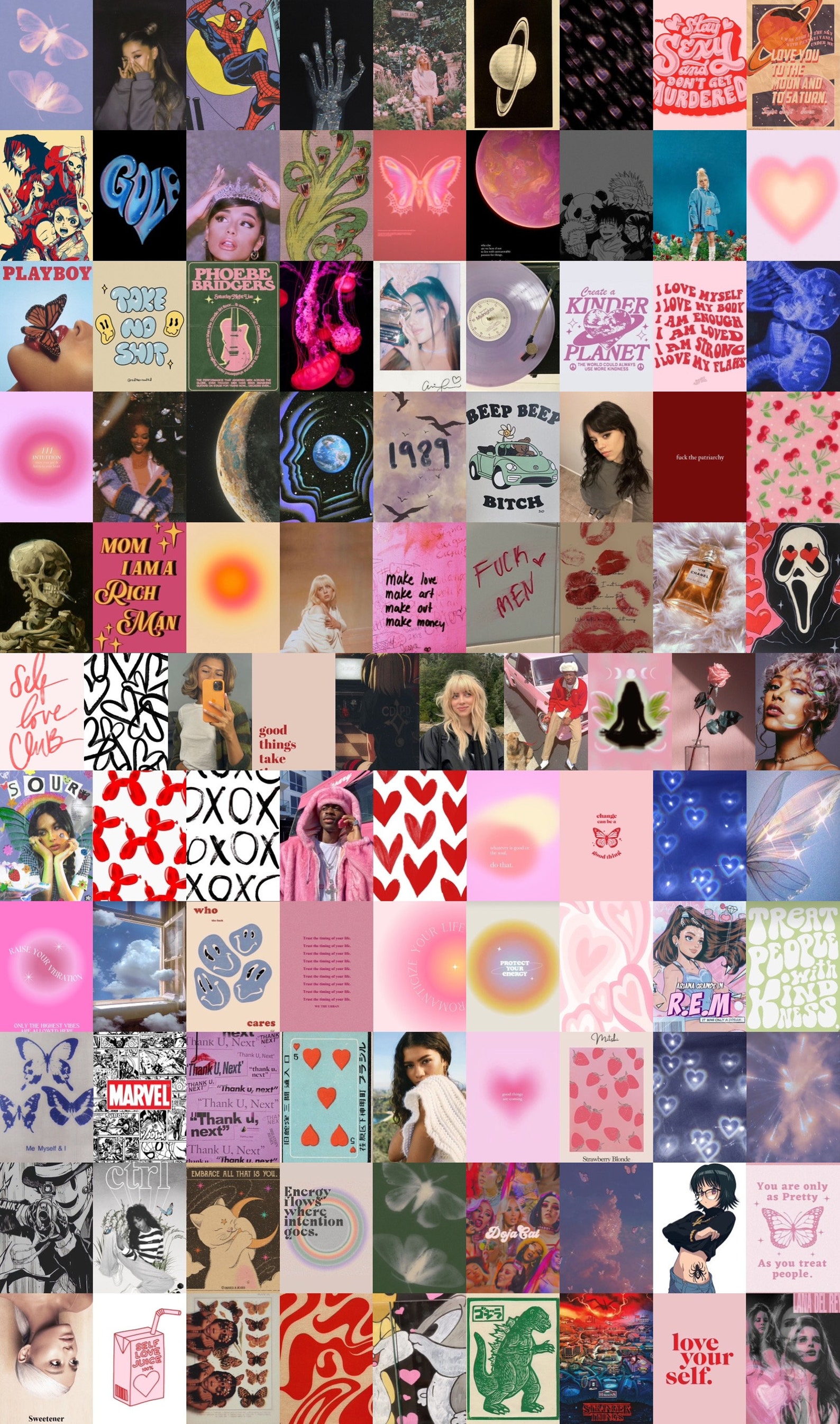 100 Pcs Gen Z Inspired Aesthetic Photo Collage Kit | Room Decor | Wall ...