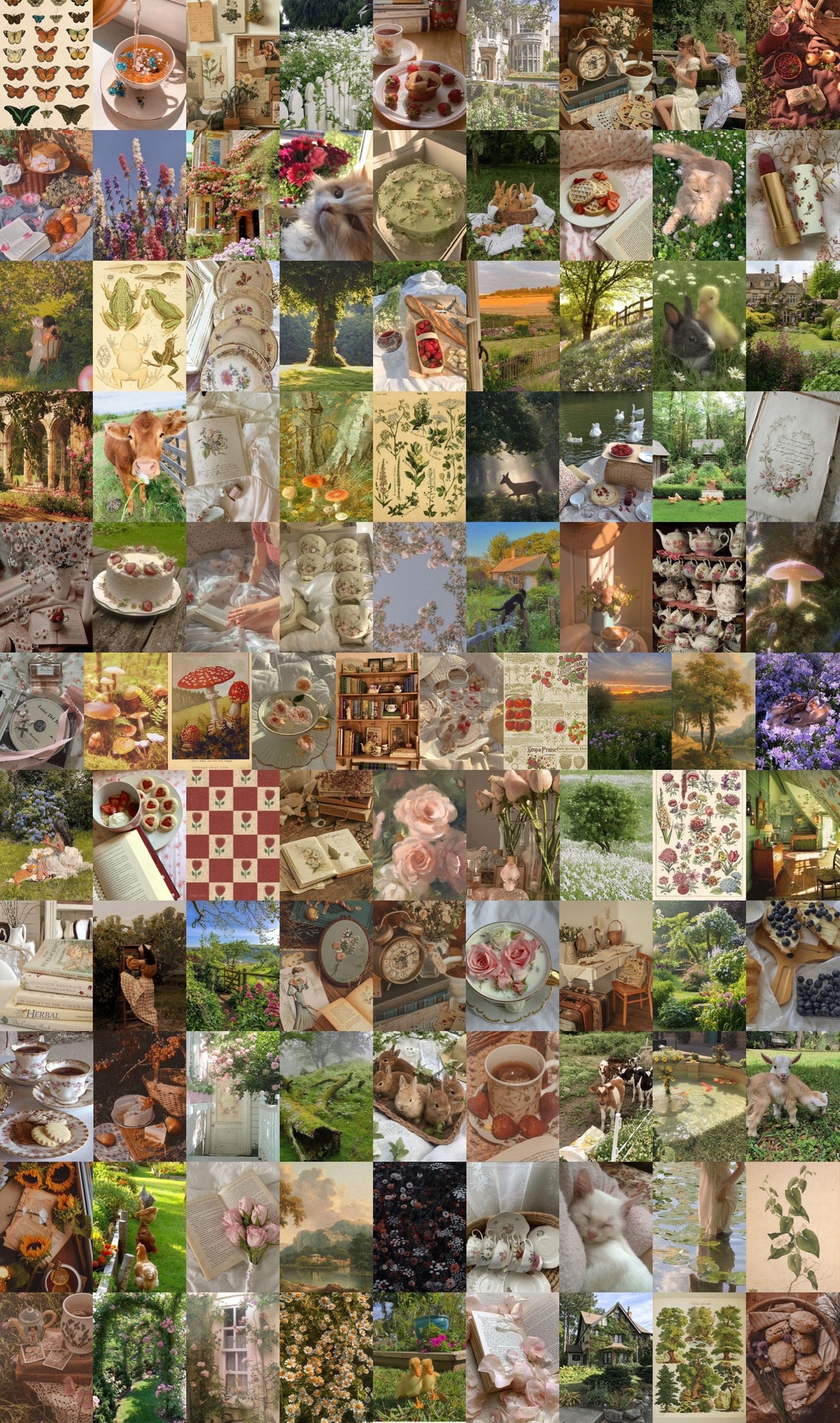 100 Pcs Cottage Core Aesthetic Photo Collage Kit | Room Decor | Wall ...