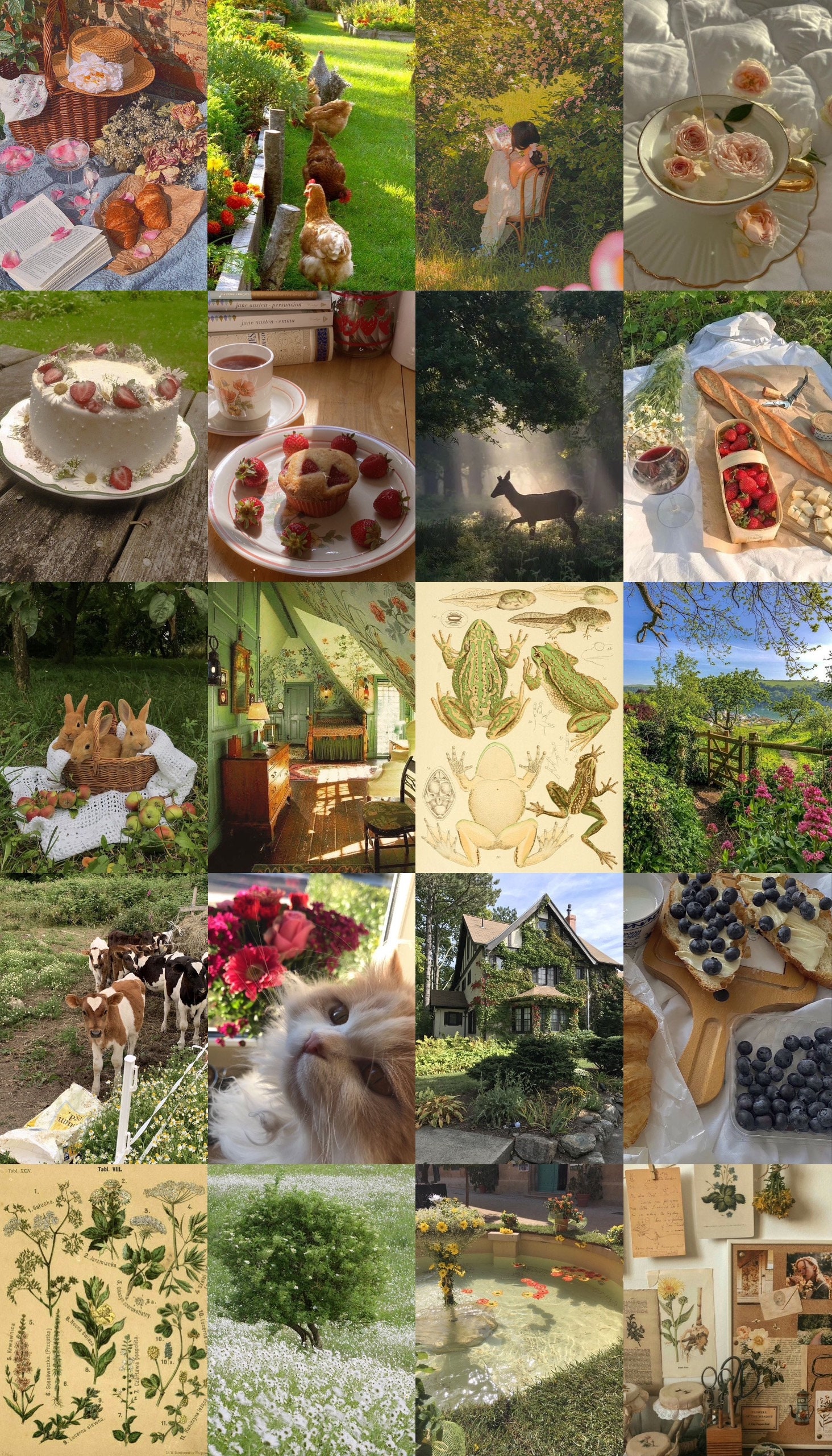 100 Pcs Cottage Core Aesthetic Photo Collage Kit | Room Decor | Wall ...