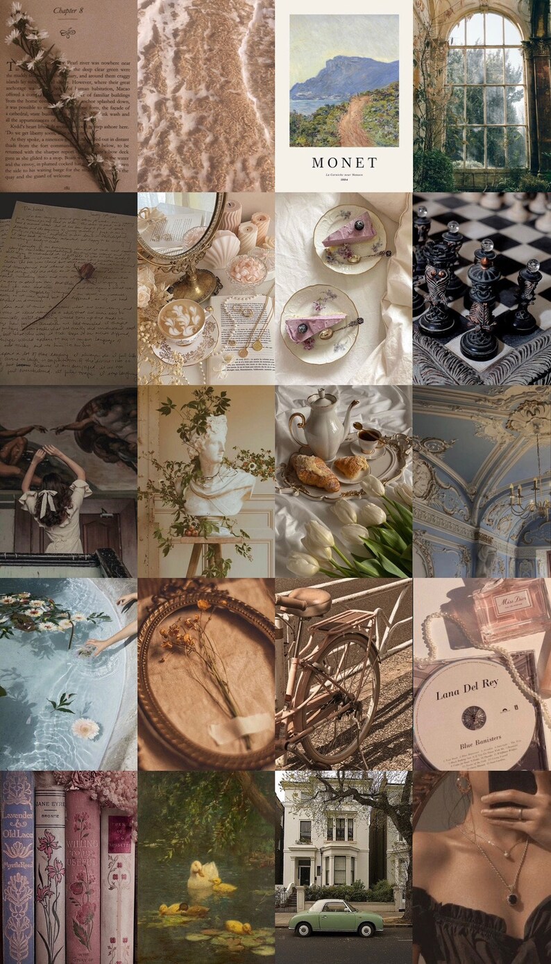 100 Pcs Vintage Aesthetic Photo Collage Kit | Room Decor | Wall Art ...