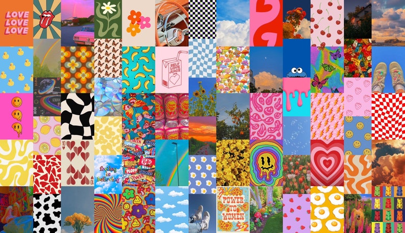 70 Pcs Indie Aesthetic Photo Collage Kit | Room Decor | Wall Art Prints ...