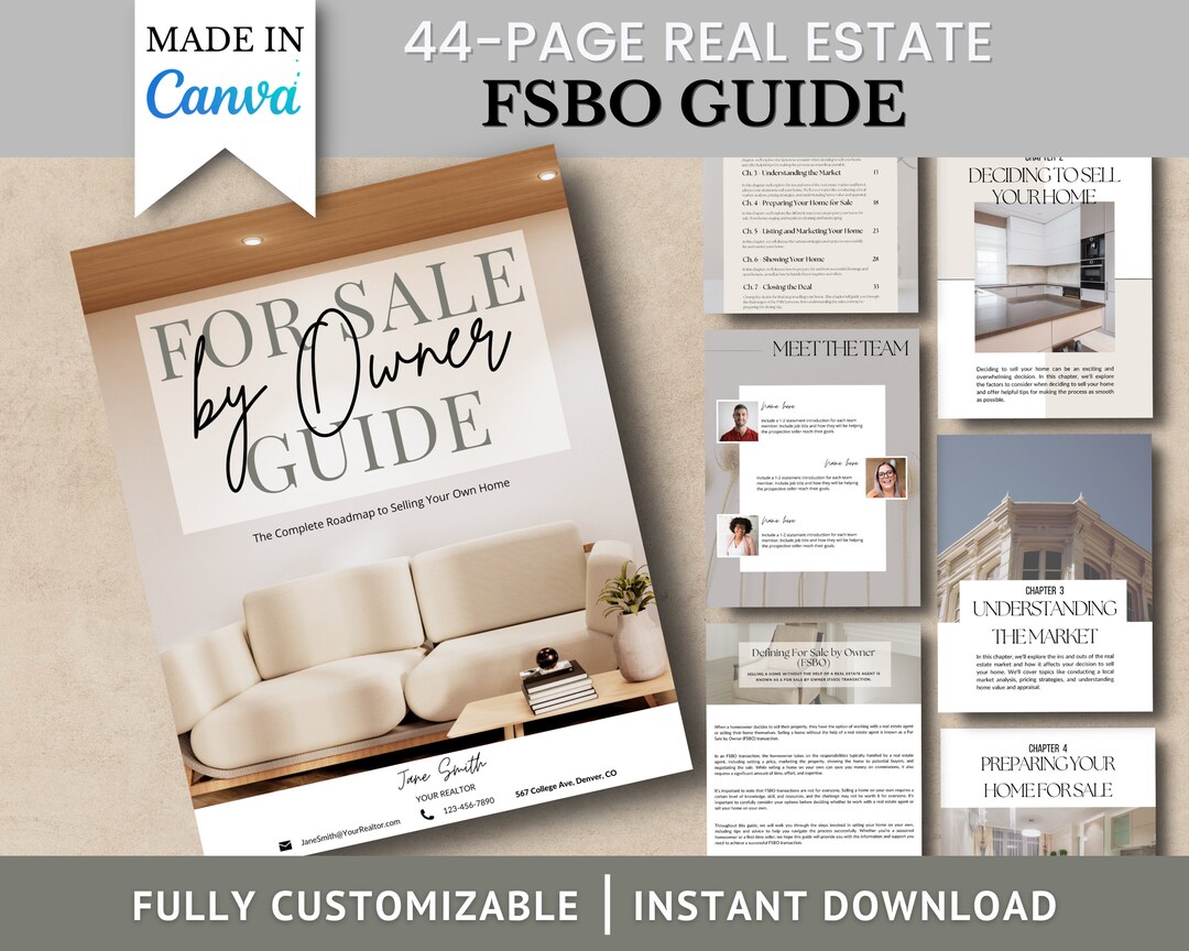 For Sale by Owner Guide, Real Estate Marketing Templates, FSBO Packet ...