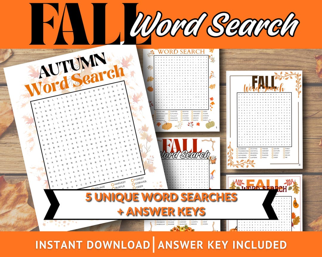 Autumn Printable Word Searches for Kids & Adults | Fall Activity Sheets ...