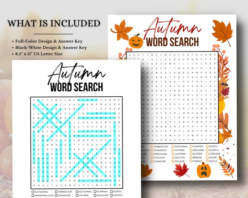 Fall Word Search Printables | Autumn Classroom Activities | Cozy Fall ...