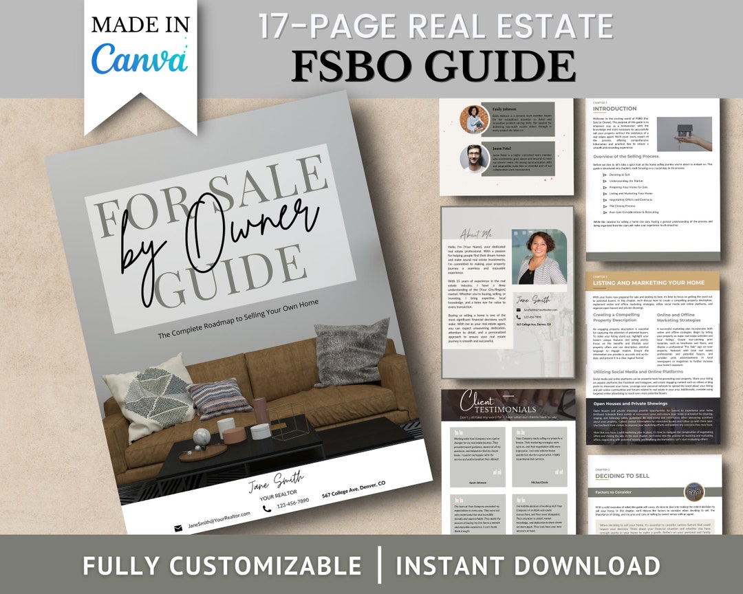 Real Estate Marketing Templates, for Sale by Owner Guide, FSBO Packet ...