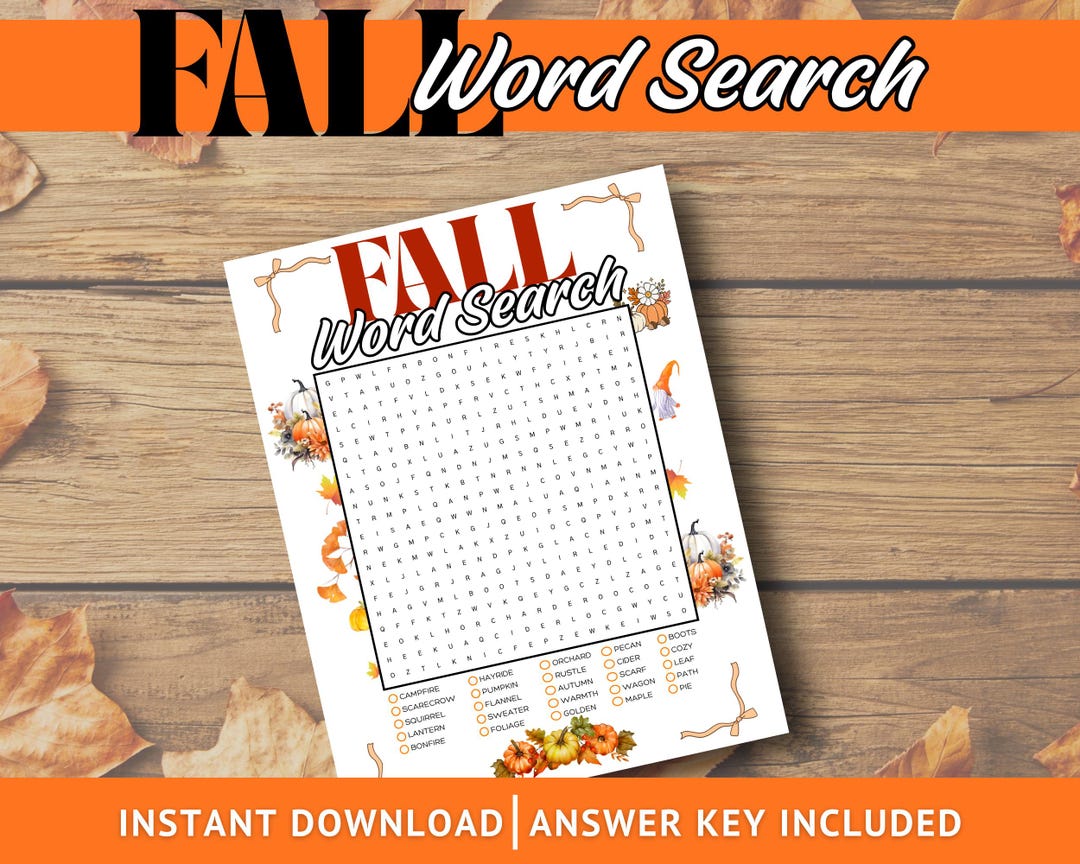 Printable Fall Word Search Worksheets | Fun Seasonal Games for Teachers ...
