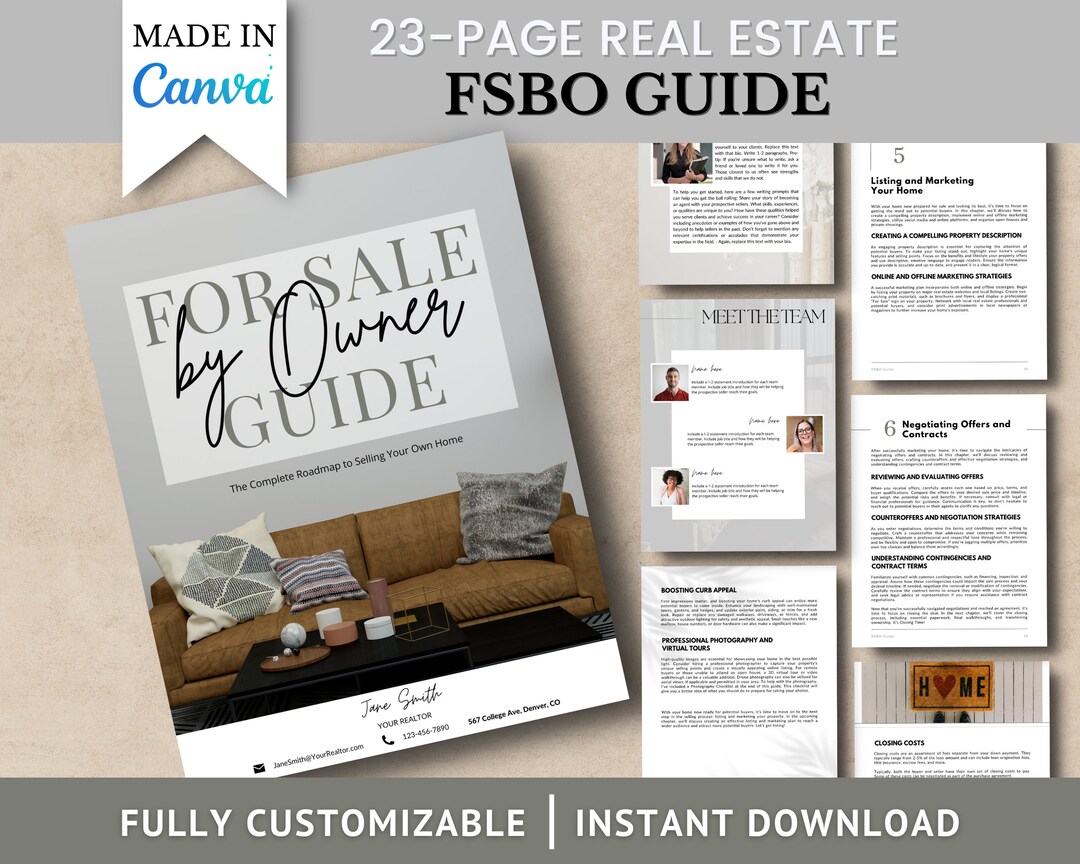Real Estate Marketing Templates, for Sale by Owner Guide, FSBO Packet ...